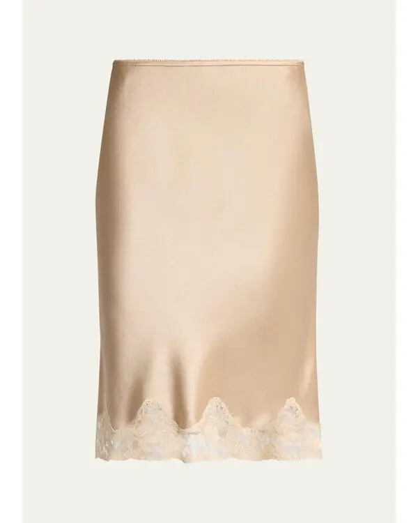 Saint Laurent Lace-trim Satin Knee-length Skirt