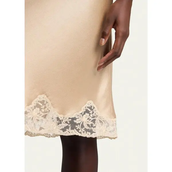 Saint Laurent Lace-trim Satin Knee-length Skirt