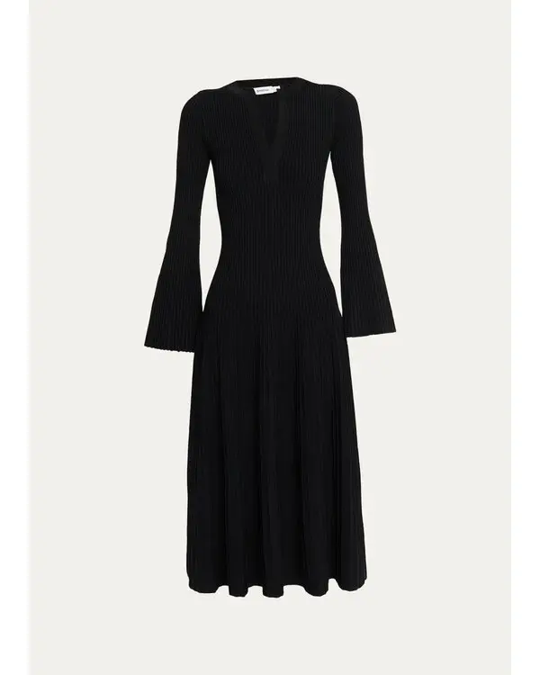 Simkhai Genna Ribbed Midi Dress - Black