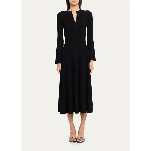 Simkhai Genna Ribbed Midi Dress - Black