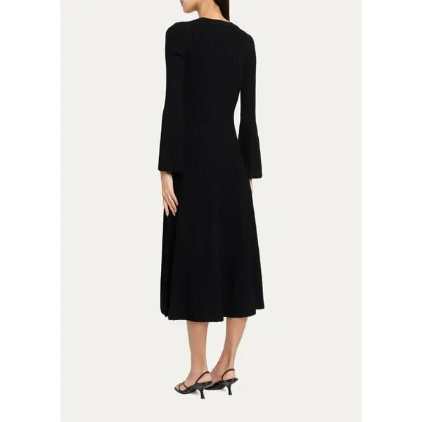 Simkhai Genna Ribbed Midi Dress - Black