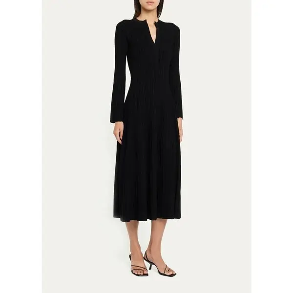 Simkhai Genna Ribbed Midi Dress - Black
