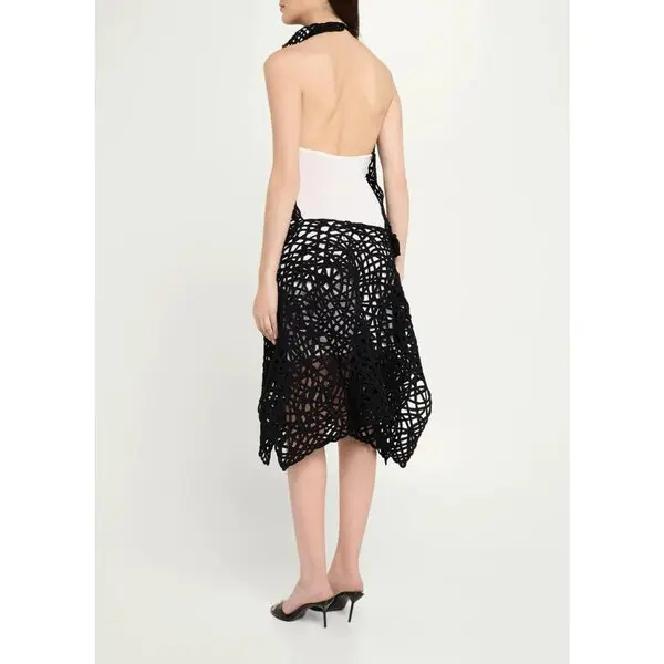 DIOTIMA Lattice Embroidered Layered Halter Midi Dress