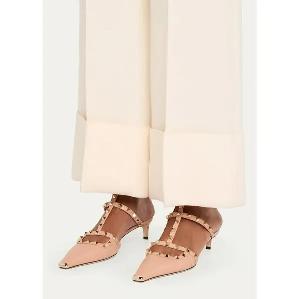 Valentino Garavani 40mm Rockstud Leather Ankle-strap Pumps - Phard