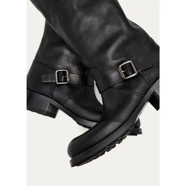 Prada 40mm Shard Leather Knee-high Moto Boots