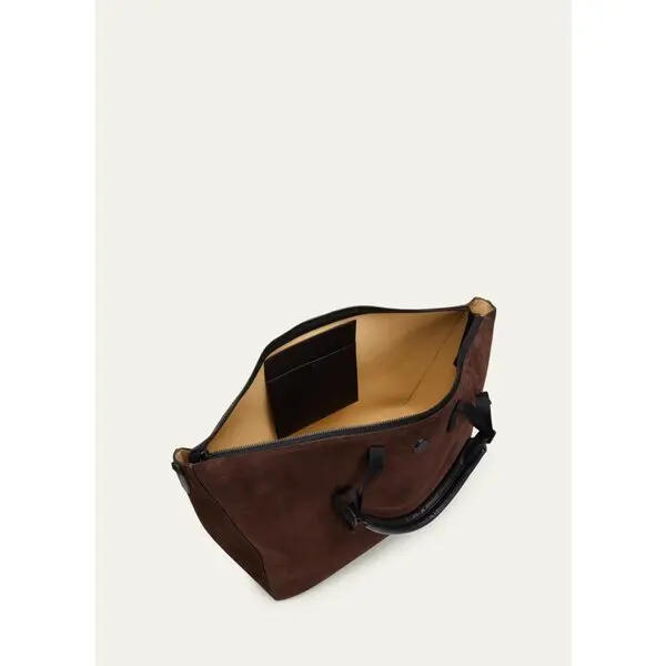 Moncler Carlo Suede Leather-trim Weekender Duffel Bag