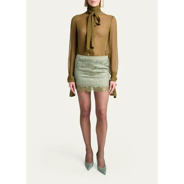 Saint Laurent Jacquard And Lace Baroque Mini Skirt