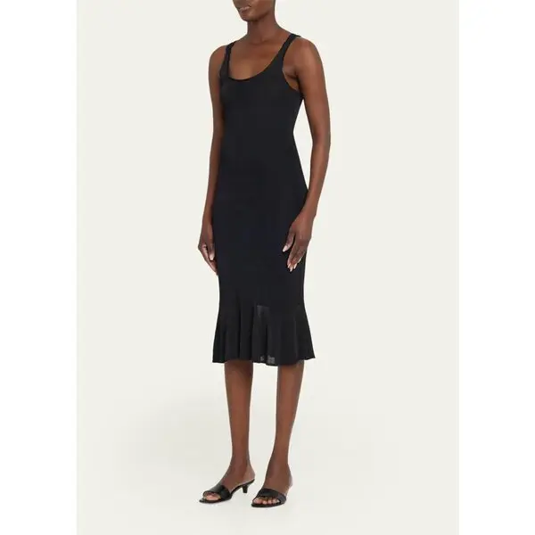 TOTEME Fluted Hem Sleeveless Midi Dress