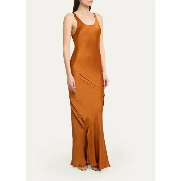 Saint Laurent Sleeveless Draped Silk Tank Dress