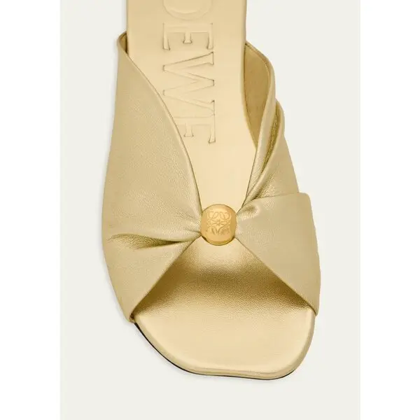 Loewe X Paula's Ibiza Pebble Soft Metallic Leather Slide Sandals