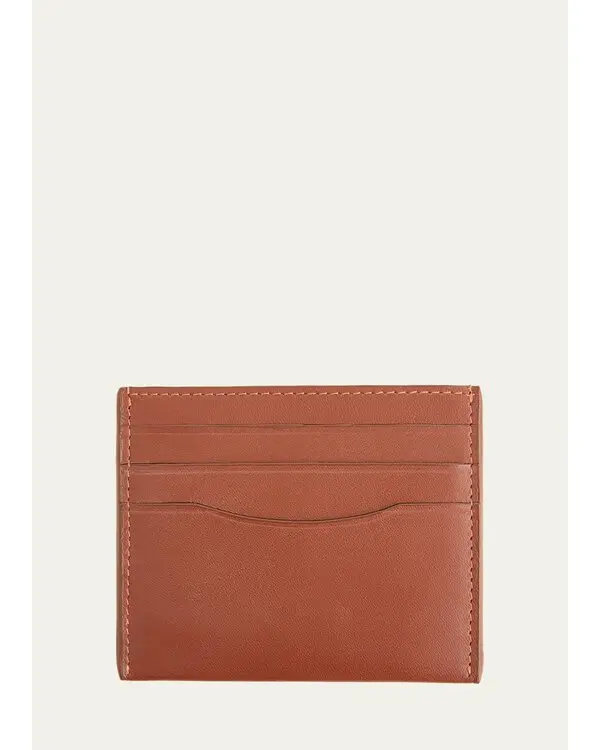 ROYCE NEW YORK Personalized Leather Rfid Blocking Minimalist Card Case - Tan