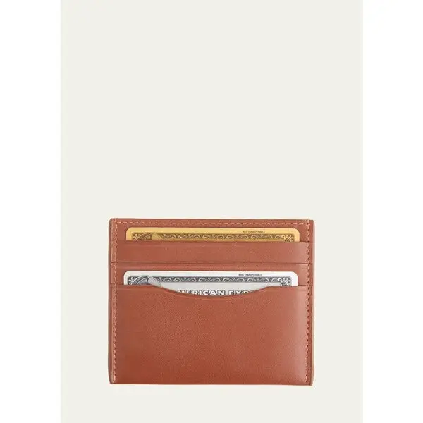 ROYCE NEW YORK Personalized Leather Rfid Blocking Minimalist Card Case - Tan