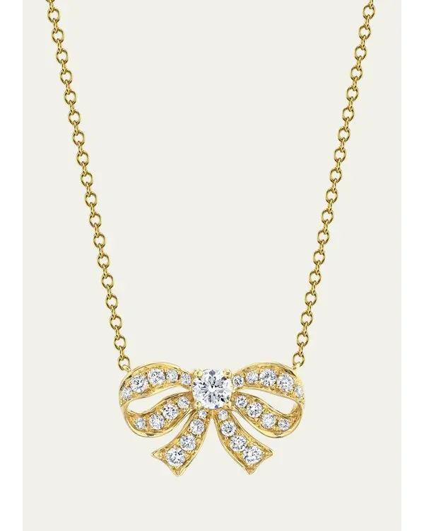 ANITA KO 18k Gold Diamond Bow Necklace - Yellow