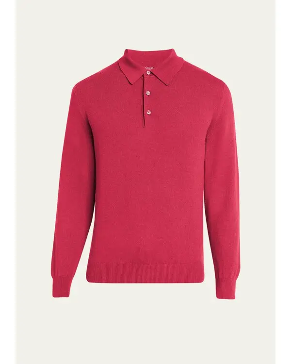 Kiton Vicuna Wool And Cashmere Polo Sweater - Ruby