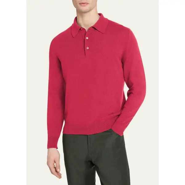 Kiton Vicuna Wool And Cashmere Polo Sweater - Ruby