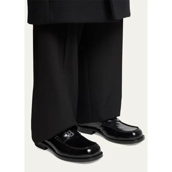 Balenciaga Comfy B-logo Calfskin Penny Loafers