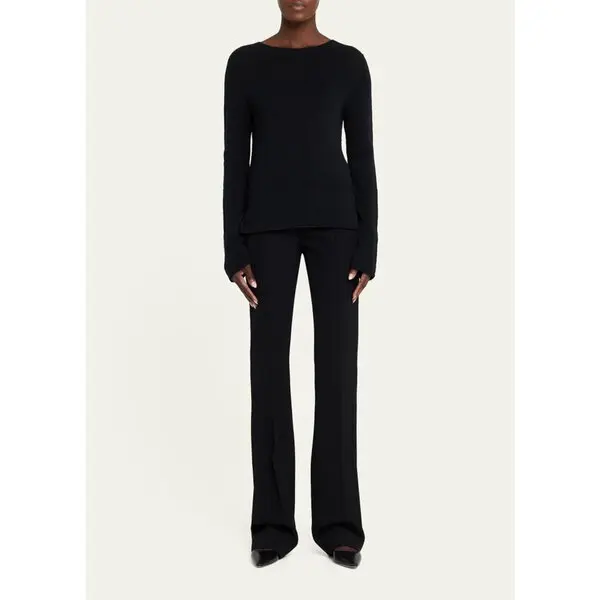 THE ROW Omiko Cotton-linen Knit Long-sleeve Top