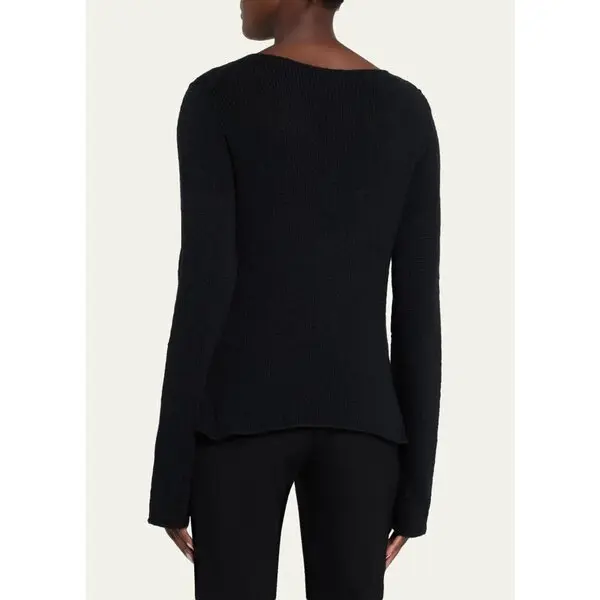 THE ROW Omiko Cotton-linen Knit Long-sleeve Top