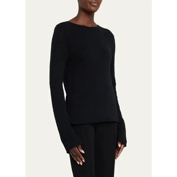 THE ROW Omiko Cotton-linen Knit Long-sleeve Top