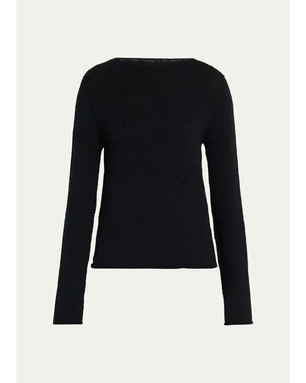 THE ROW Omiko Cotton-linen Knit Long-sleeve Top - Black