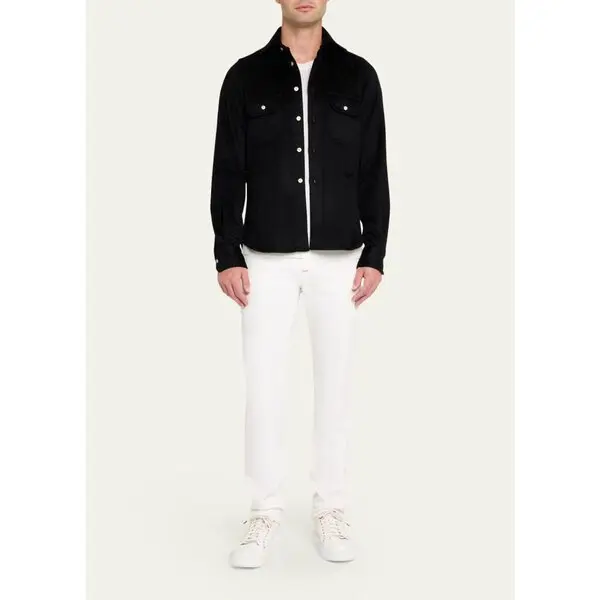 Kiton Cashmere And Wool Flap-pocket Overshirt - Black