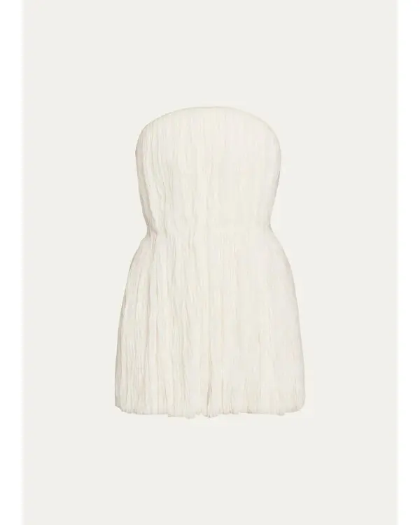 Adam Lippes Isla Pleated Delp Silk Strapless Top