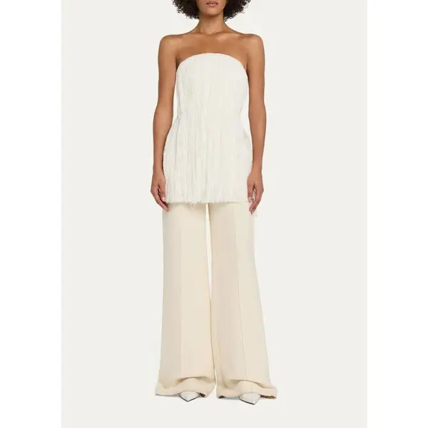 Adam Lippes Isla Pleated Delp Silk Strapless Top