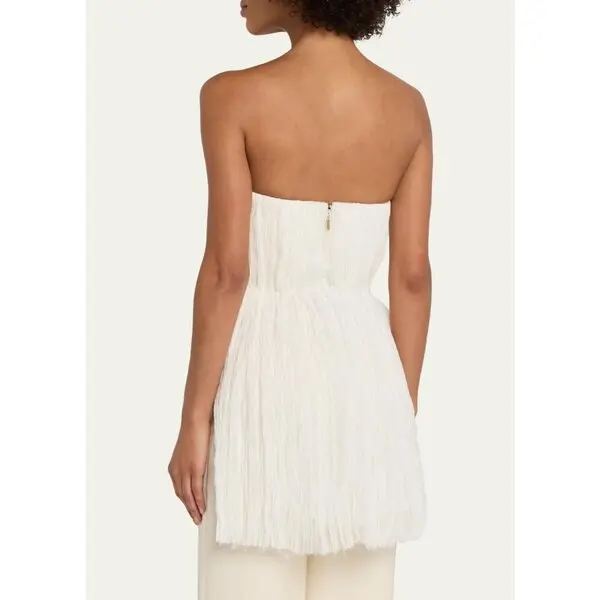 Adam Lippes Isla Pleated Delp Silk Strapless Top