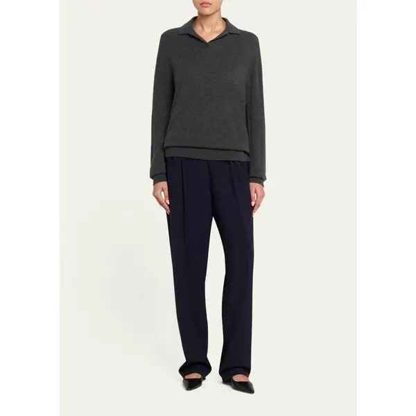 THE ROW Oashi Cashmere Knit Polo Top