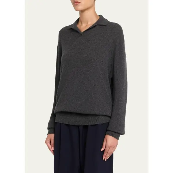 THE ROW Oashi Cashmere Knit Polo Top