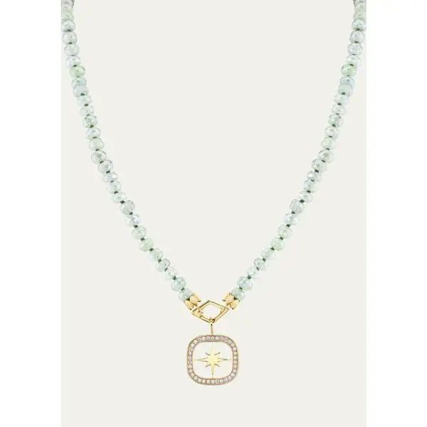 SYDNEY EVAN Open Starburst Diamond Charm On Beaded Necklace