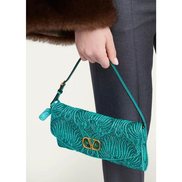 Valentino Garavani Devain Metallic Jacquard Top-handle Bag