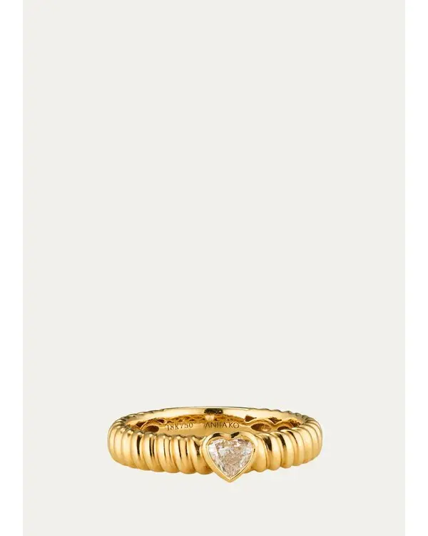 ANITA KO 18k Gold Thin Zoe Ring With Heart Diamond - Yellow