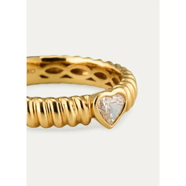 ANITA KO 18k Gold Thin Zoe Ring With Heart Diamond