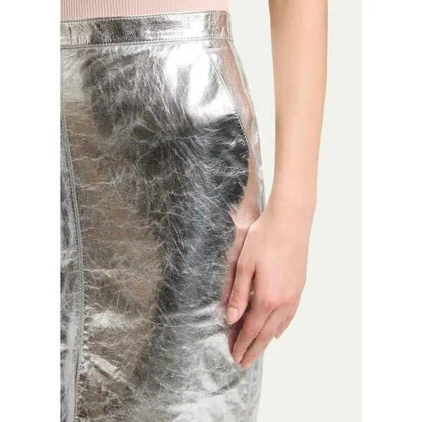 Saint Laurent Metallic Leather Pencil Skirt