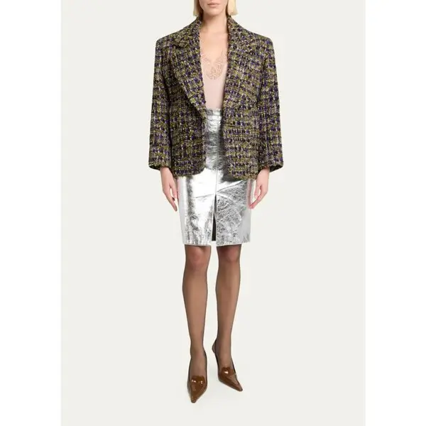 Saint Laurent Metallic Leather Pencil Skirt