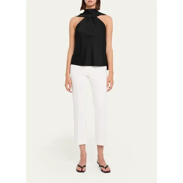 Simkhai Bella Sleeveless Satin Cape Top