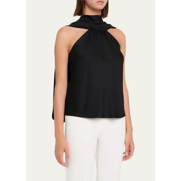 Simkhai Bella Sleeveless Satin Cape Top
