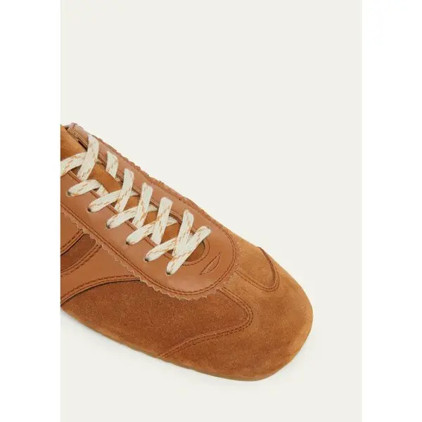Dries Van Noten Suede & Leather Sneaker-style Slippers - Cognac