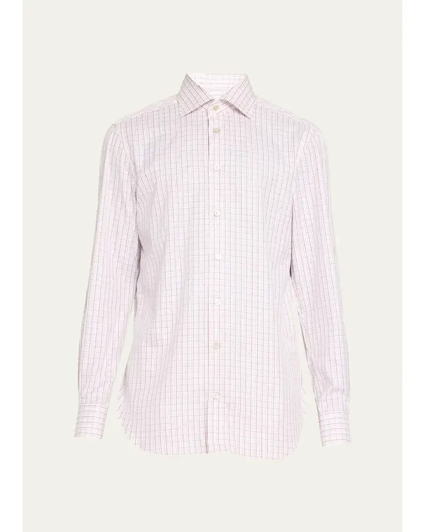 Kiton Mini Check Cotton Sport Shirt