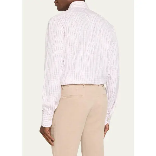 Kiton Mini Check Cotton Sport Shirt