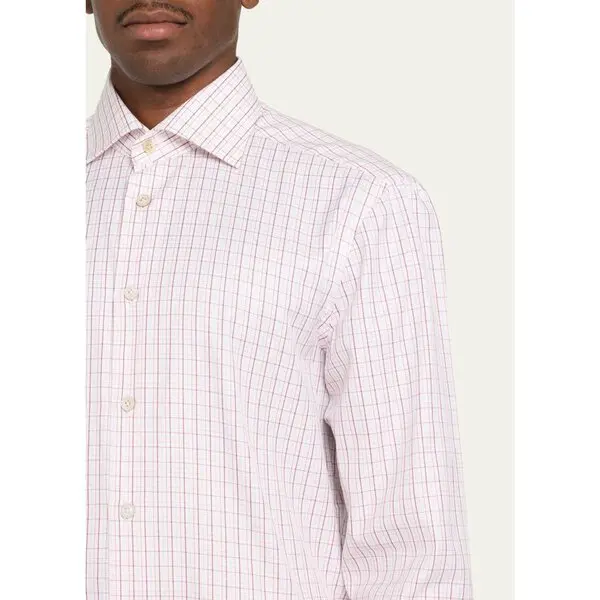 Kiton Mini Check Cotton Sport Shirt