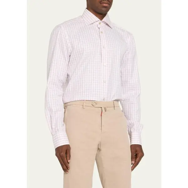 Kiton Mini Check Cotton Sport Shirt
