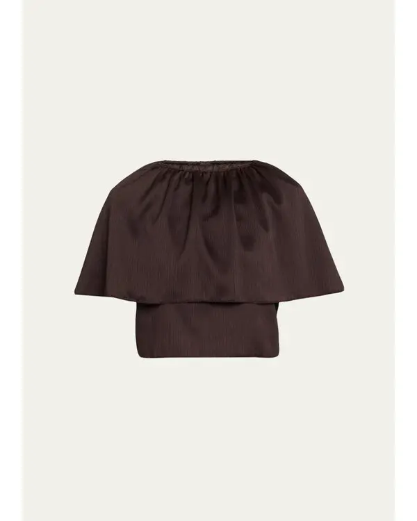 Vince Plissé Satin Cape Top