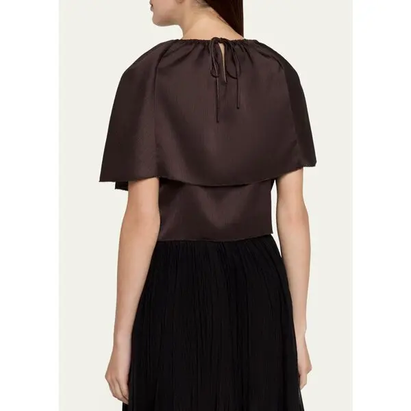 Vince Plissé Satin Cape Top