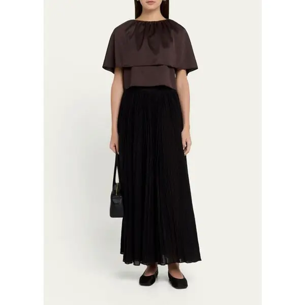 Vince Plissé Satin Cape Top