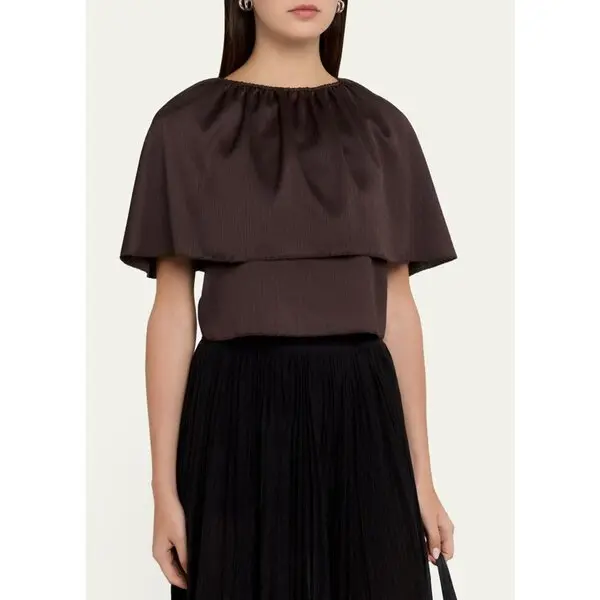 Vince Plissé Satin Cape Top
