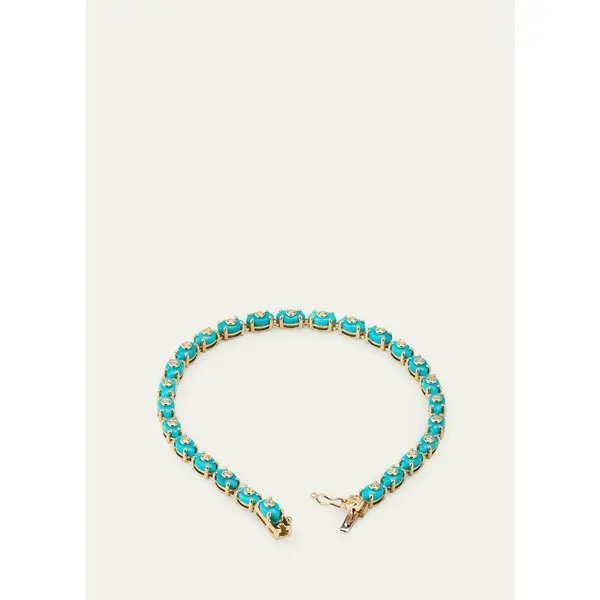 SYDNEY EVAN 14k Gold Tiny Carved Stone Eternity Bracelet With Diamonds
