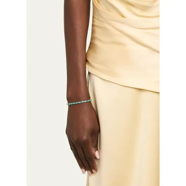 SYDNEY EVAN 14k Gold Tiny Carved Stone Eternity Bracelet With Diamonds