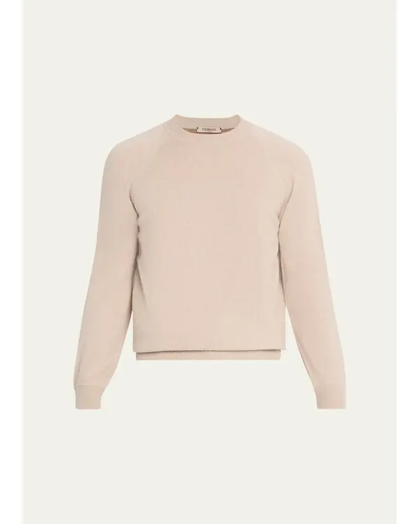 Fioroni Sweatshirt-style Cashmere Crewneck Sweater - Tan